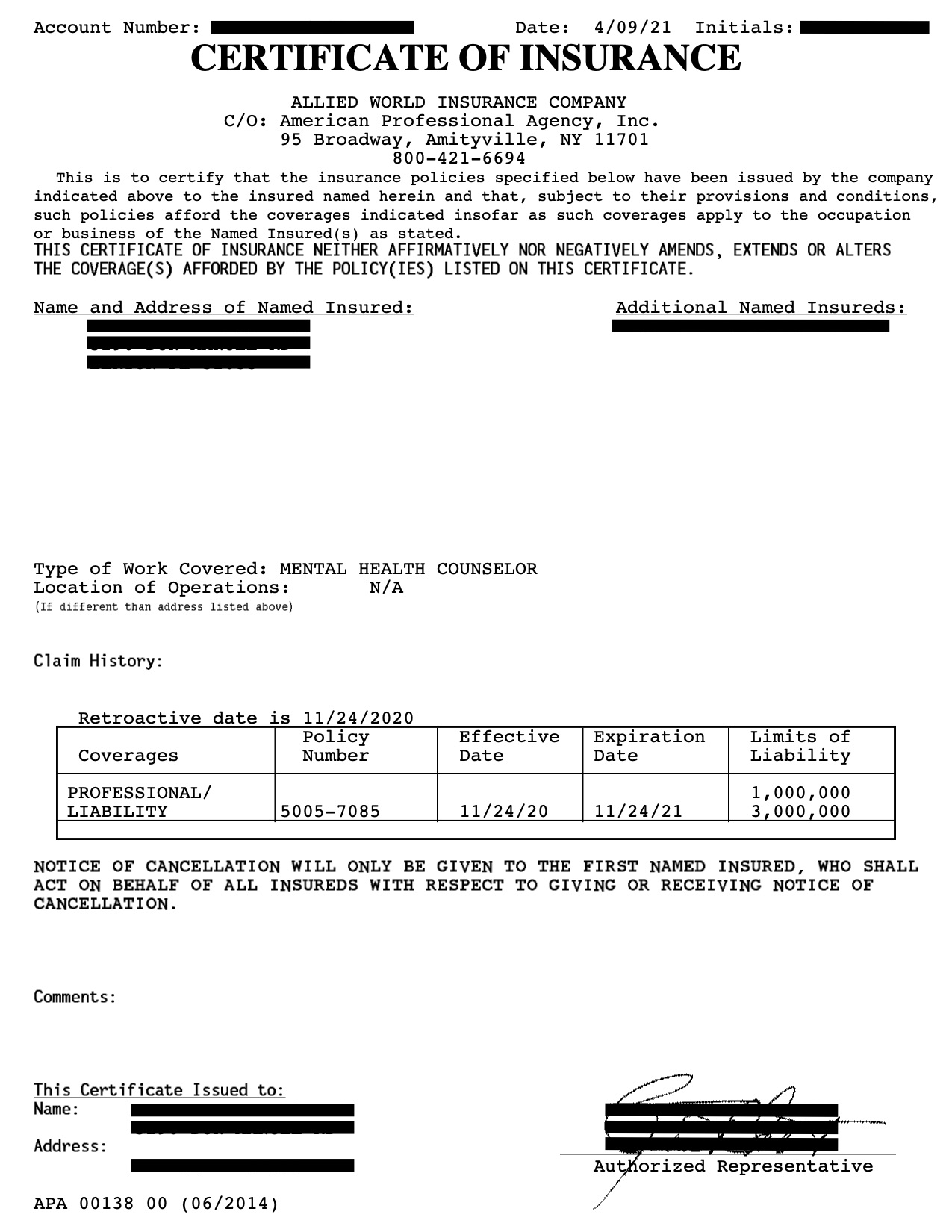 Certificates of insurance (COI) – Headway